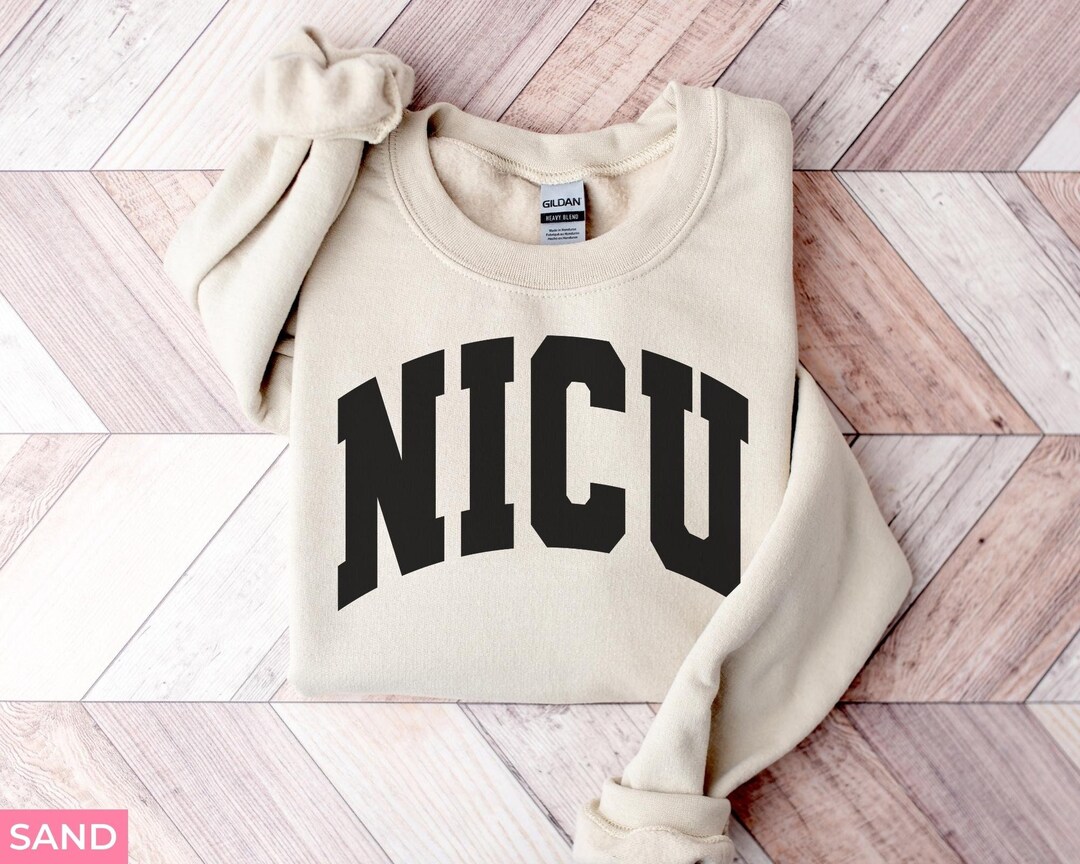 NICU Nurse Sweatshirt, Collegiate NICU Nurse Crewneck Sweater, Neonatal ...