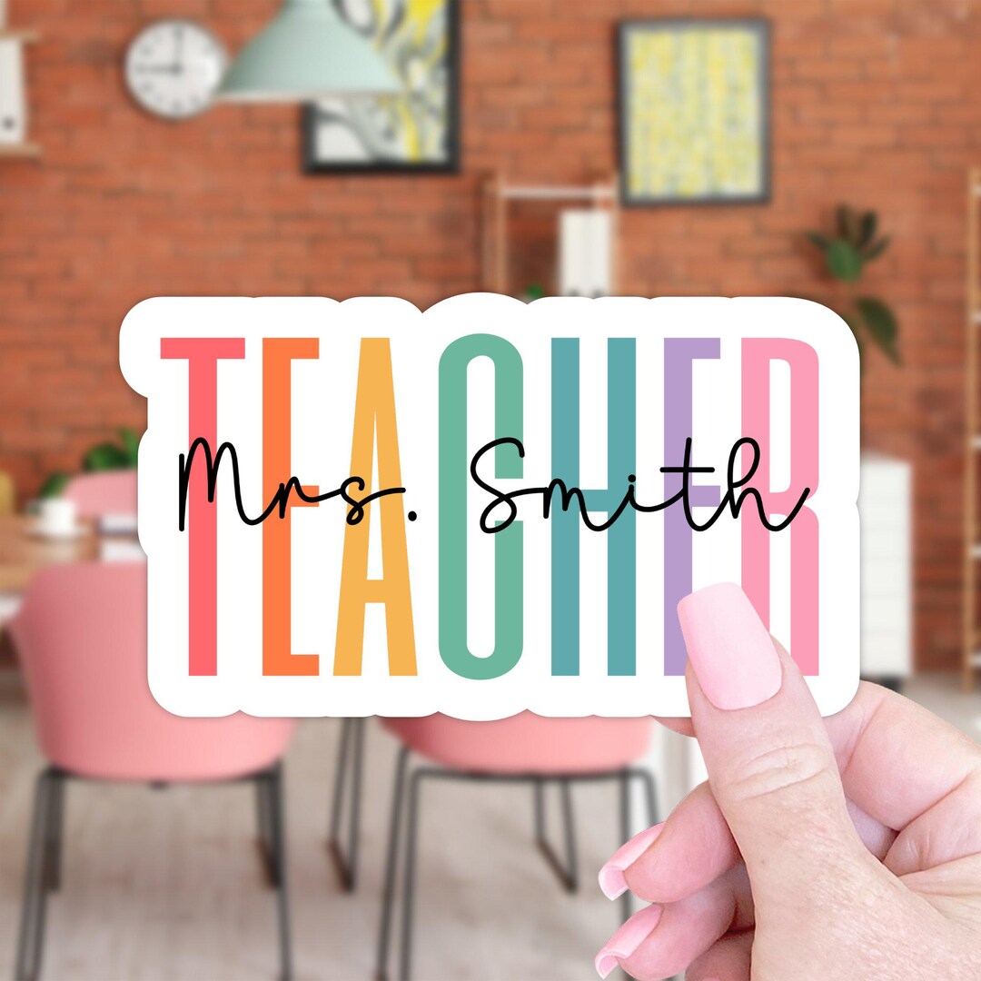 CUSTOM Teacher Sticker Gift, Personalized Teacher Laptop Sticker ...