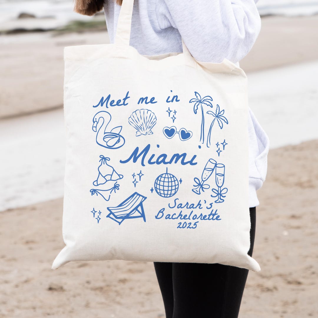 Miami Bachelorette Tote Bag, Custom Florida Beach Tote, Miami Girls ...