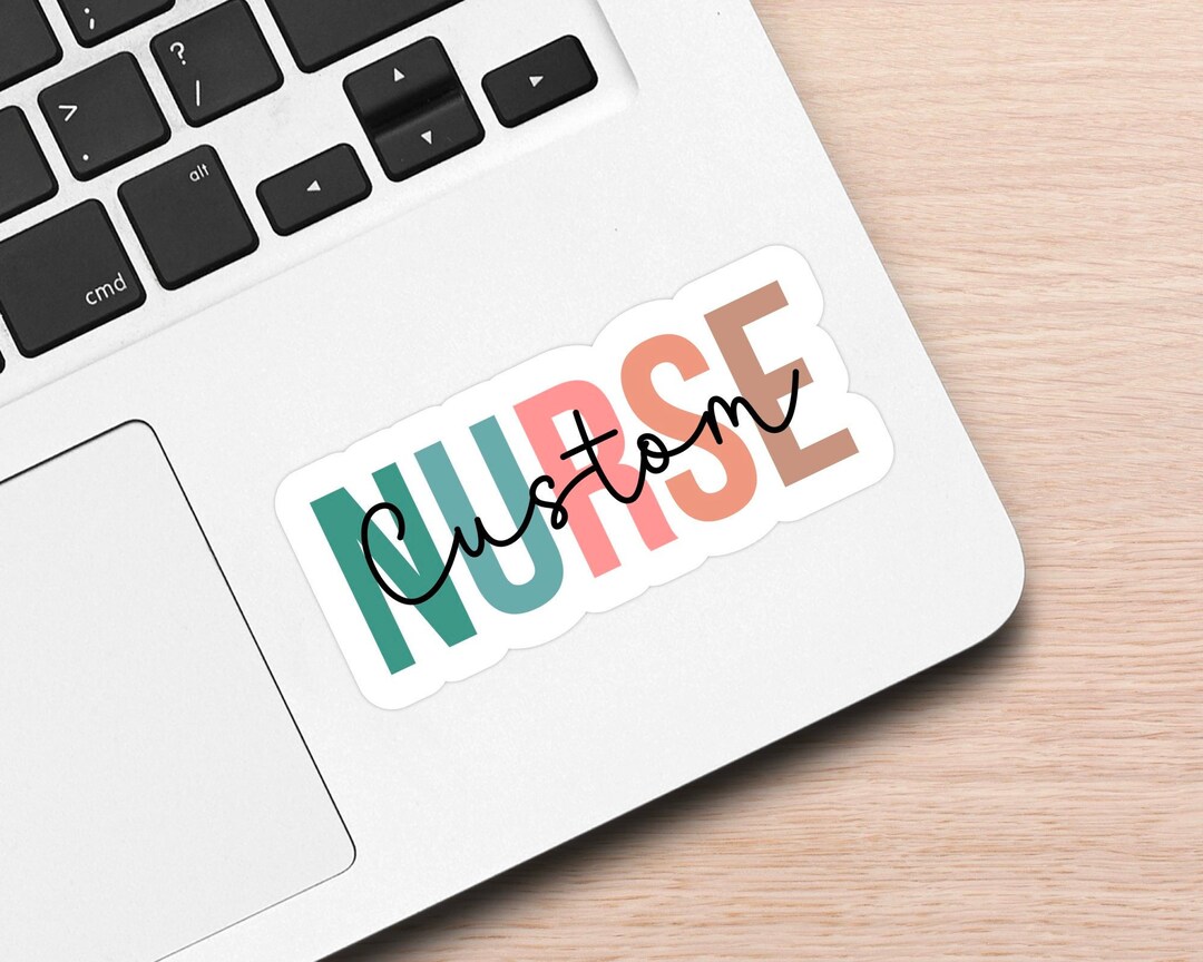 Personalized Nurse Sticker Gift, Custom Name Nurse Laptop Sticker Gift ...