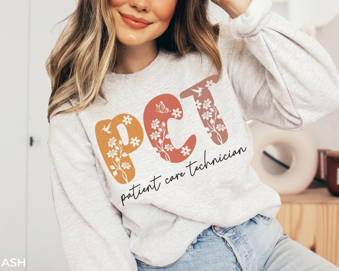 Floral Boho PCT Sweatshirt Gift, Patient Care Technician Crewneck ...