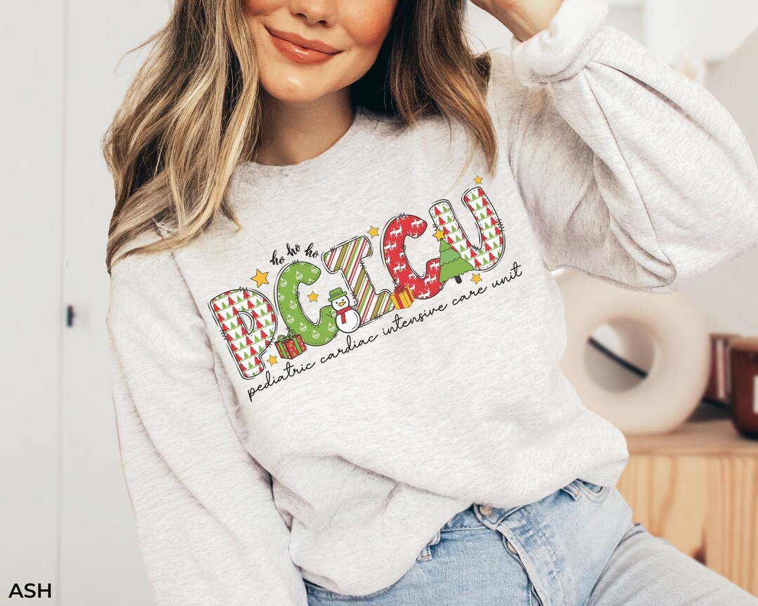 PCICU Nurse Christmas Swaetshirt Gift, Pediatric CICU Xmas Holiday ...