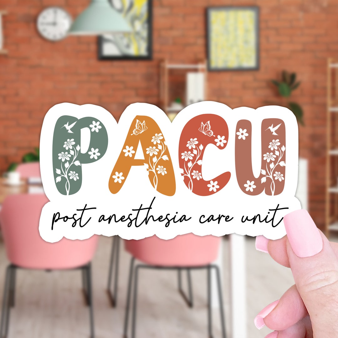Floral PACU Nurse Sticker Gift, PACU Nurse Laptop Water Bottle Sticker ...