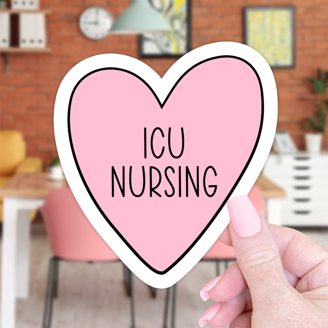 ICU Nursing Pink Heart Sticker Gift, ICU Nurse Laptop Sticker Gift ...