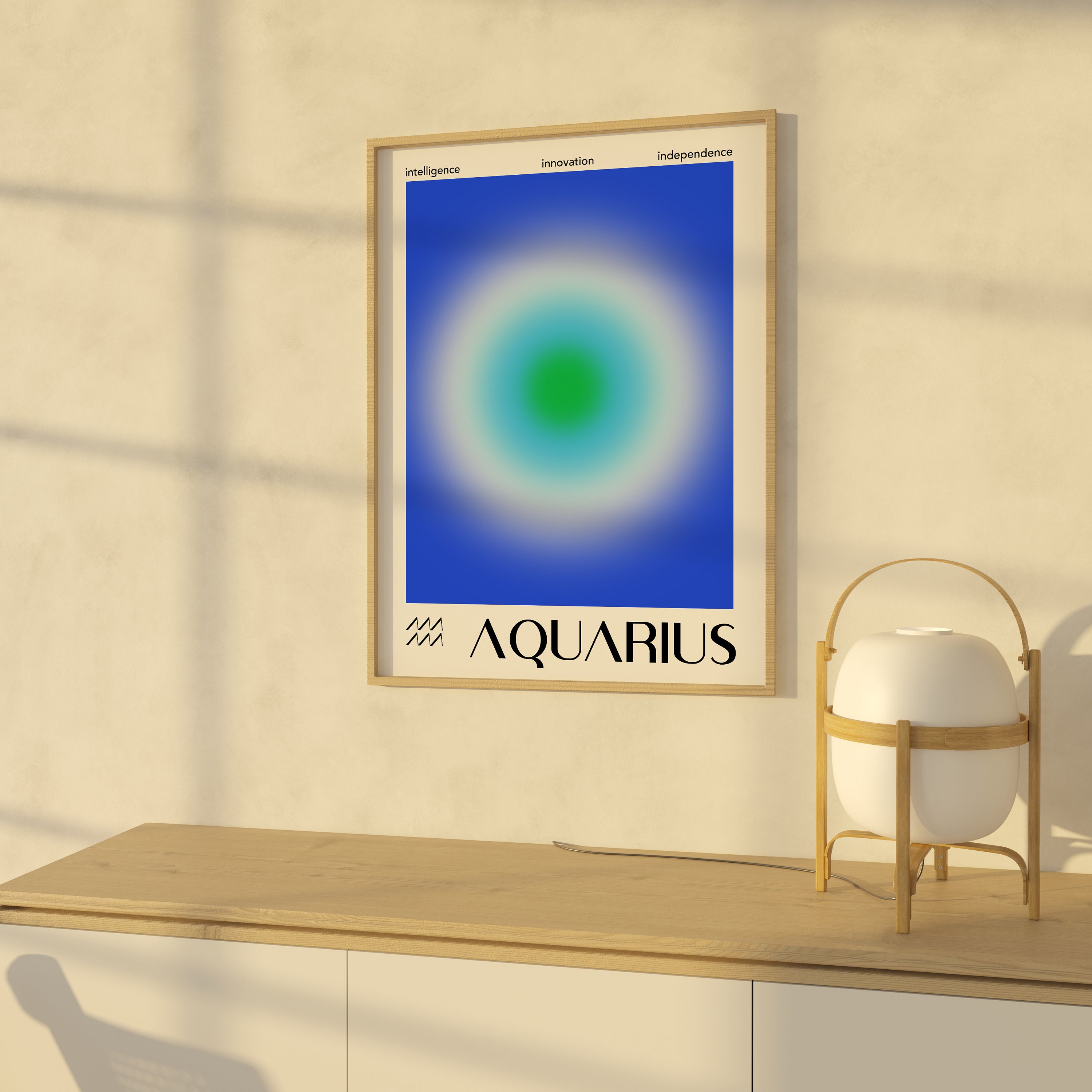 Aquarius Zodiac Art Prints, Set of 3, Inspirational Aesthetic Gradients ...