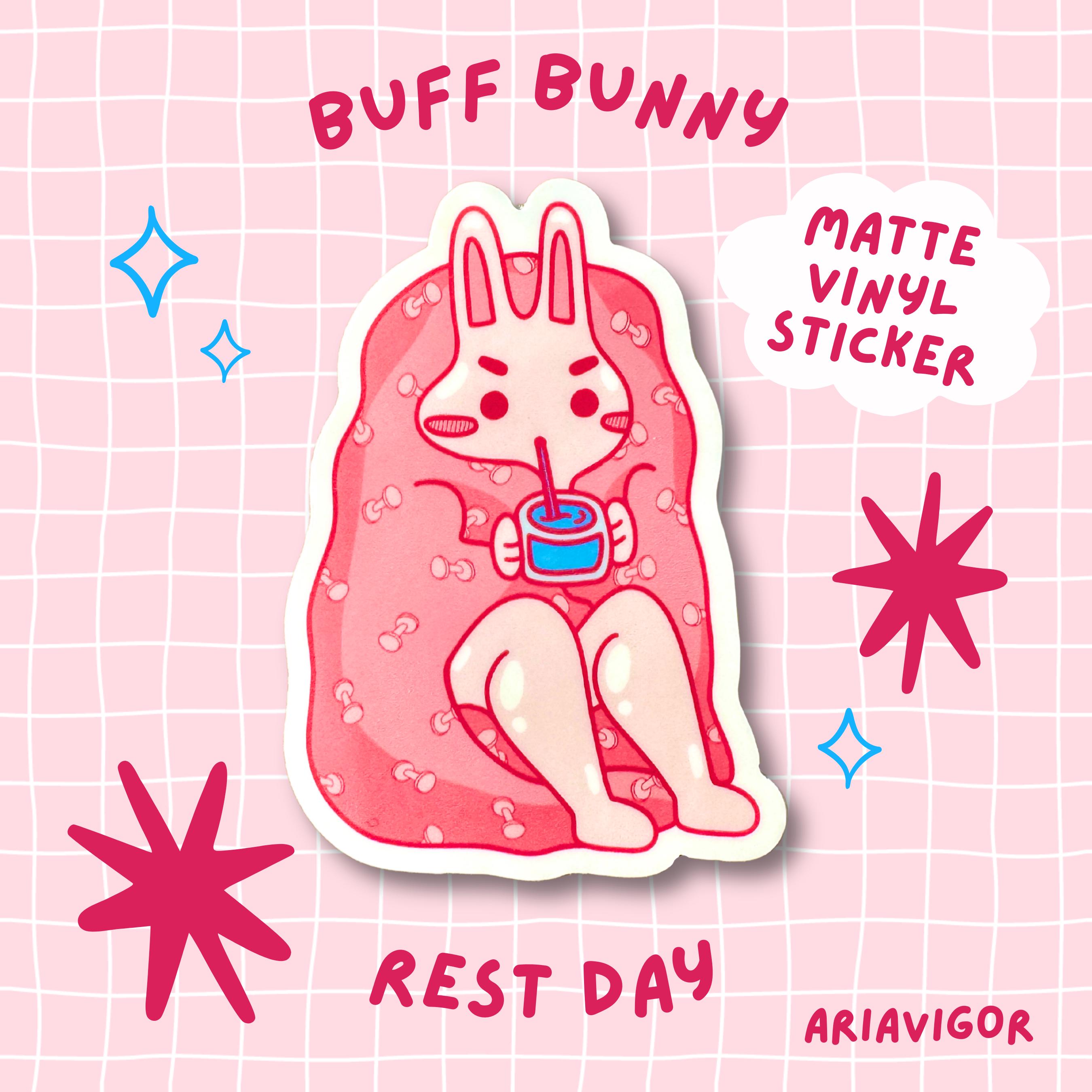 Buff Bunny Sticker Set Cute Vinyl Matte Sticker for Water Bottle ...
