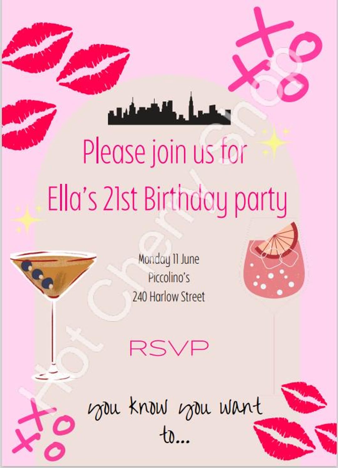 Gossip Girl Themed Digital Birthday Invitation Pink Design Template ...