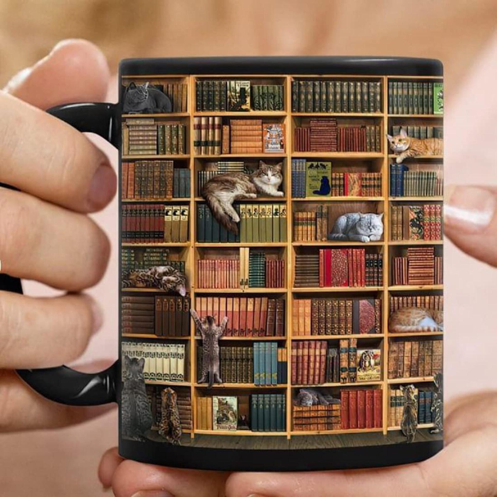 Library Cats Coffee Mug Library Mug Cat Lover Mug Bookshelf - Etsy