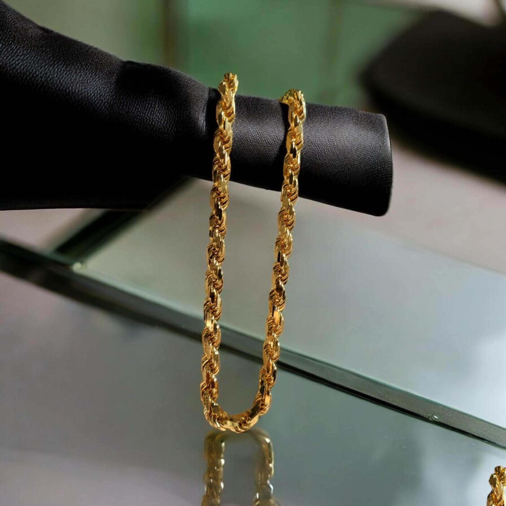 12mm, 30 Inches LUXURY DIAMOND CUT Gold Over Silver Rope Chain (297 ...