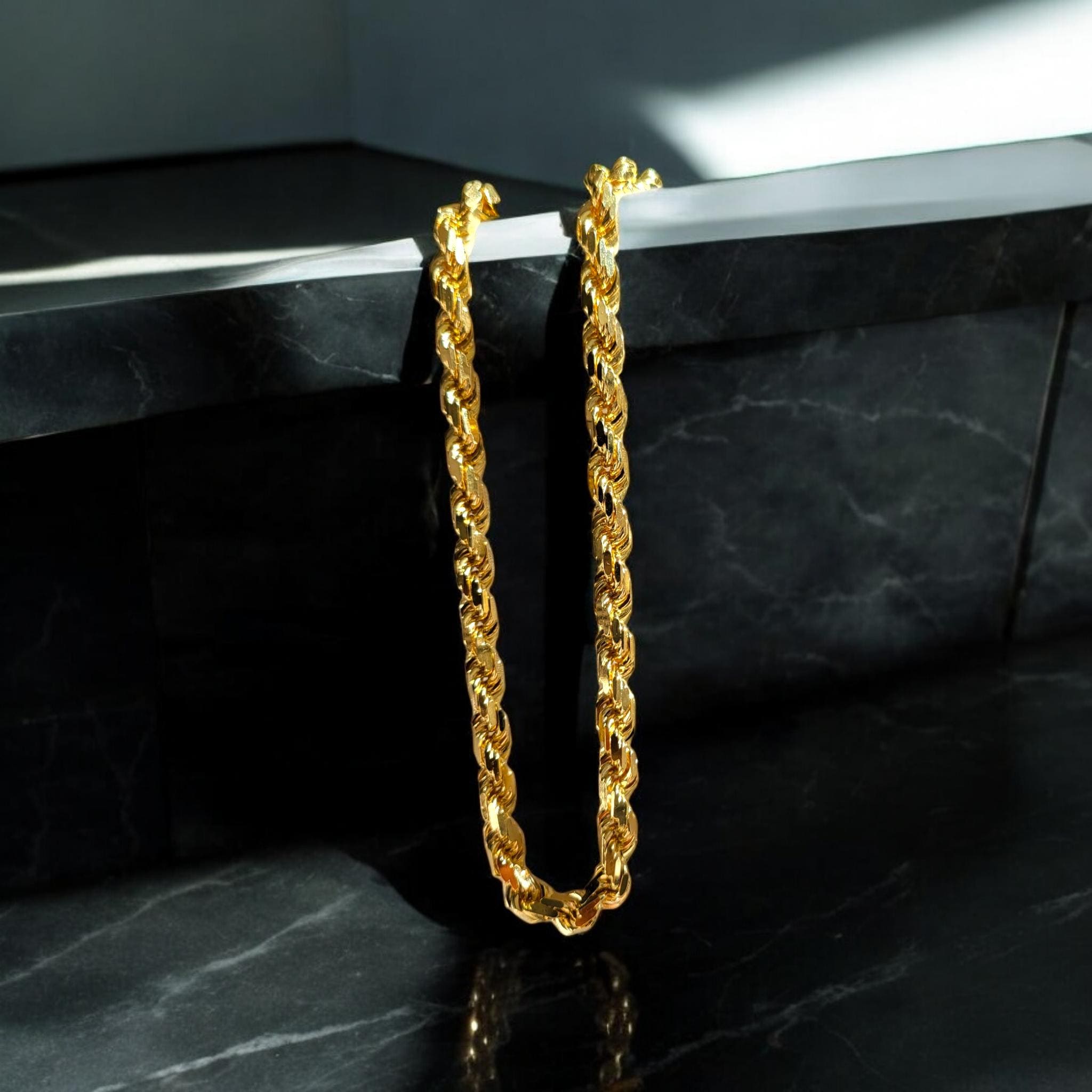 12mm, 30 Inches LUXURY DIAMOND CUT Gold Over Silver Rope Chain (297 ...