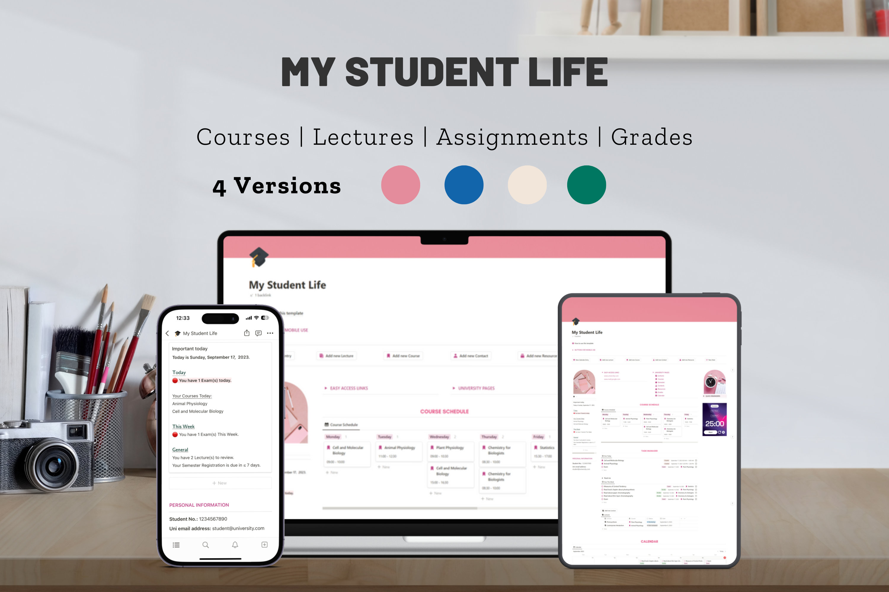Notion Student Planner | Academic Dashboard | University Life | Course ...