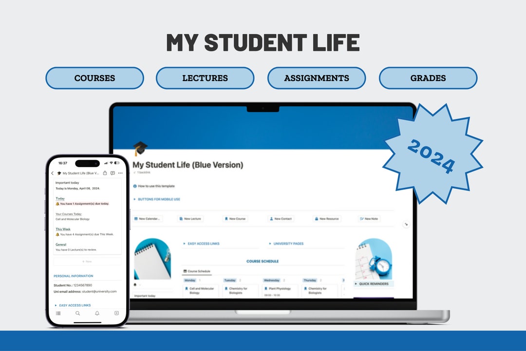 Notion Student Planner | Academic Dashboard | University Life | Course ...