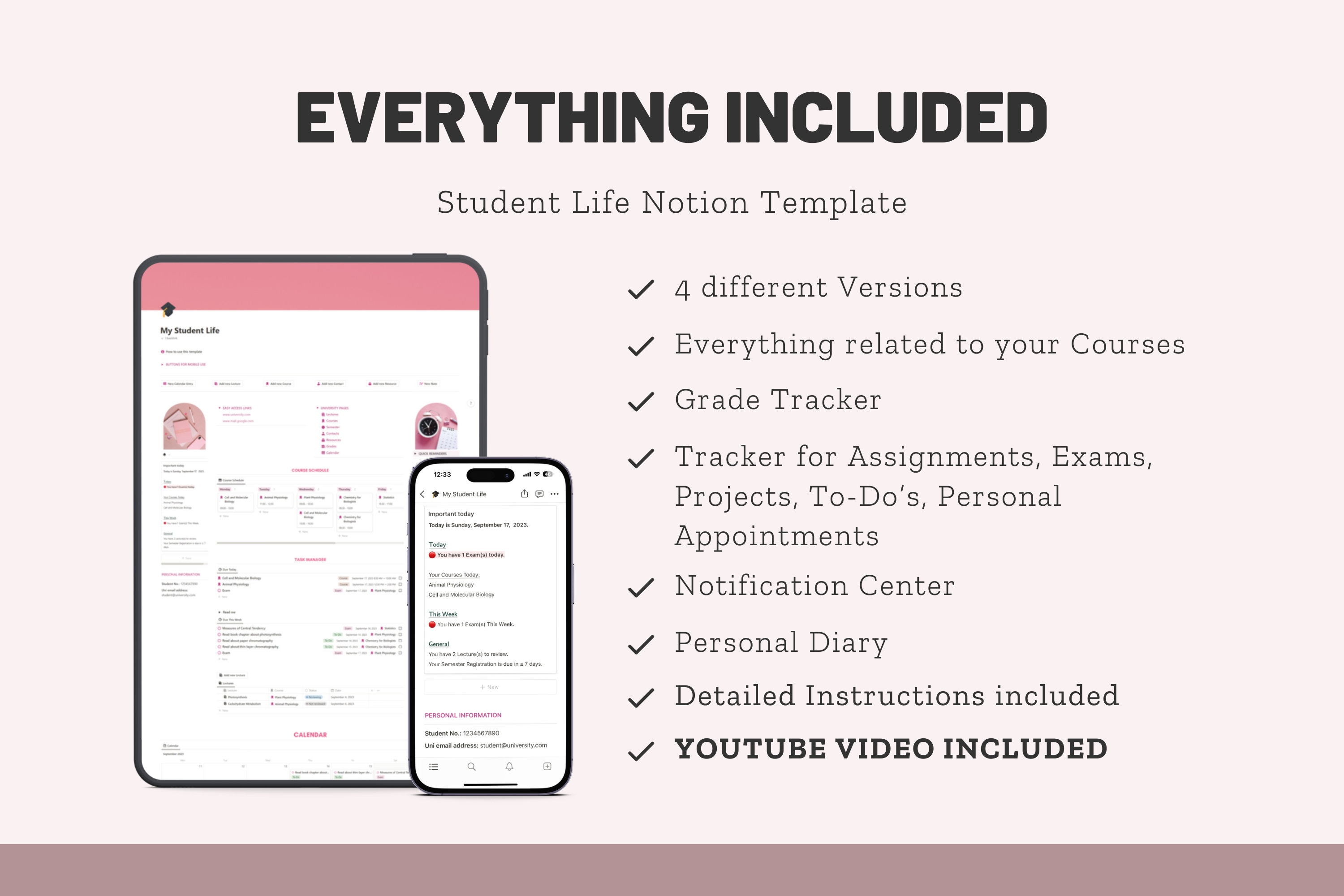 Notion Student Planner Academic Dashboard University Life Course ...