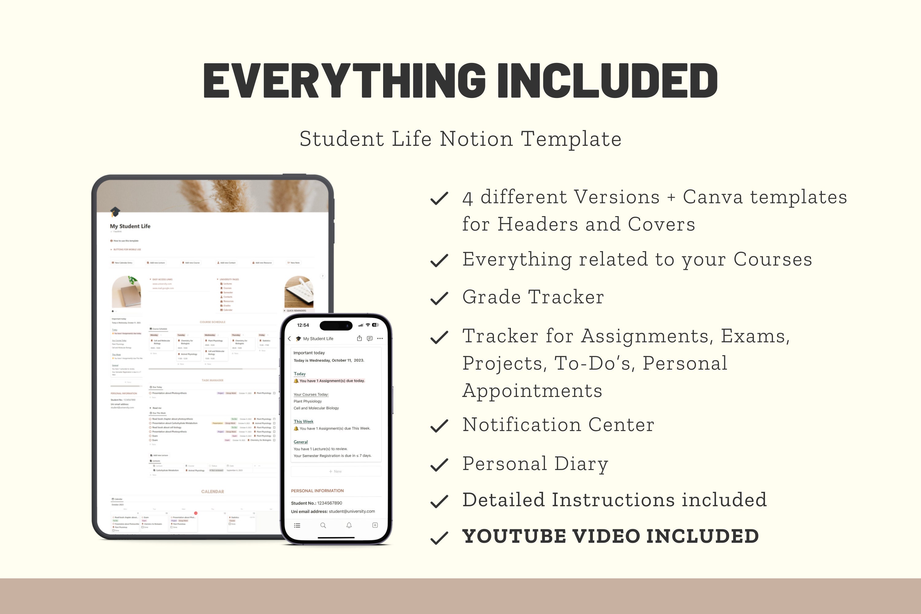 Notion Student Planner | Academic Dashboard | University Life | Course ...