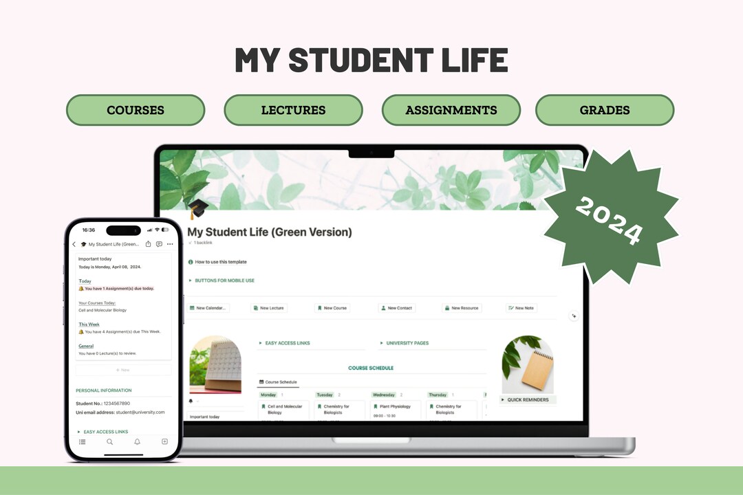 Notion Student Planner | Academic Dashboard | University Life | Course ...