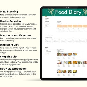 Notion Food Diary | Meal Planner | Recipe Book | Macronutrient ...