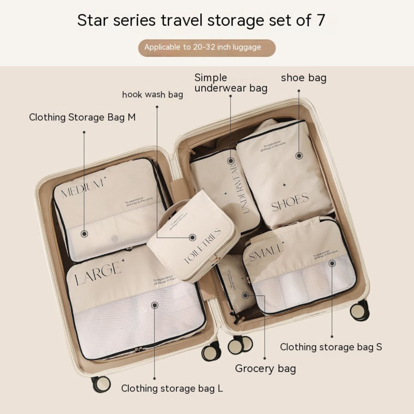 Travel Storage Bag Luggage Packing Set, Suitcase Organizers, Travel Kit ...
