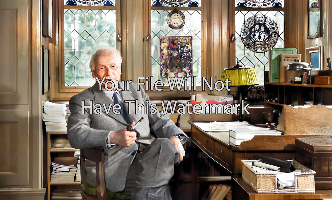 Carl Jung Digital Portrait - Colorized & Enhanced, Iconic Psychologist ...