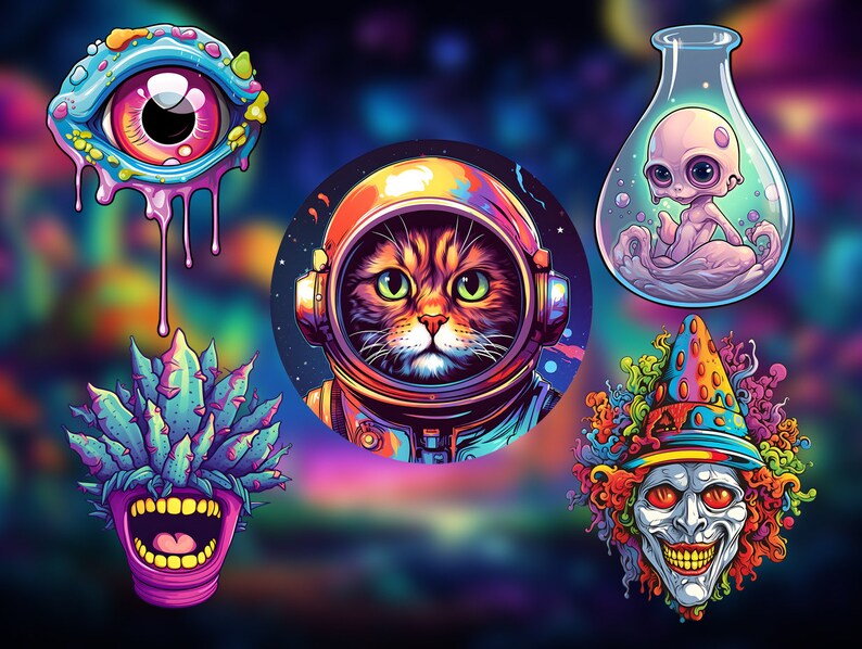 Clip Art Vector Trippy Png Colorful Art Illustration Cute Hippy Cartoon ...