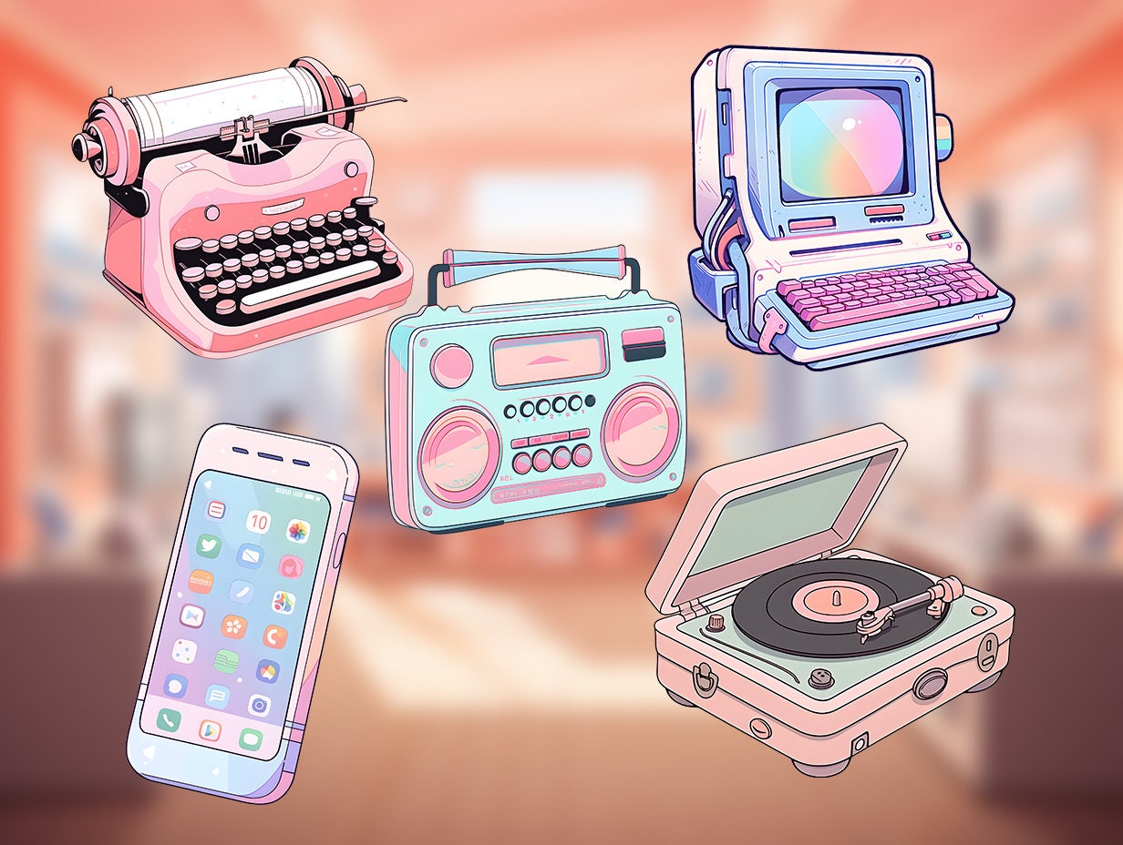 Clip Art Vector Tech Png Electronic Art File Cute Colorful Downloadable ...