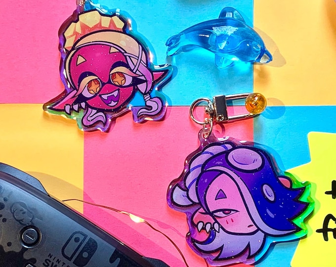 Splatoon 3 Shiver & Frye 2.5 Rainbow Acrylic Charm, Glitter Epoxy - Etsy