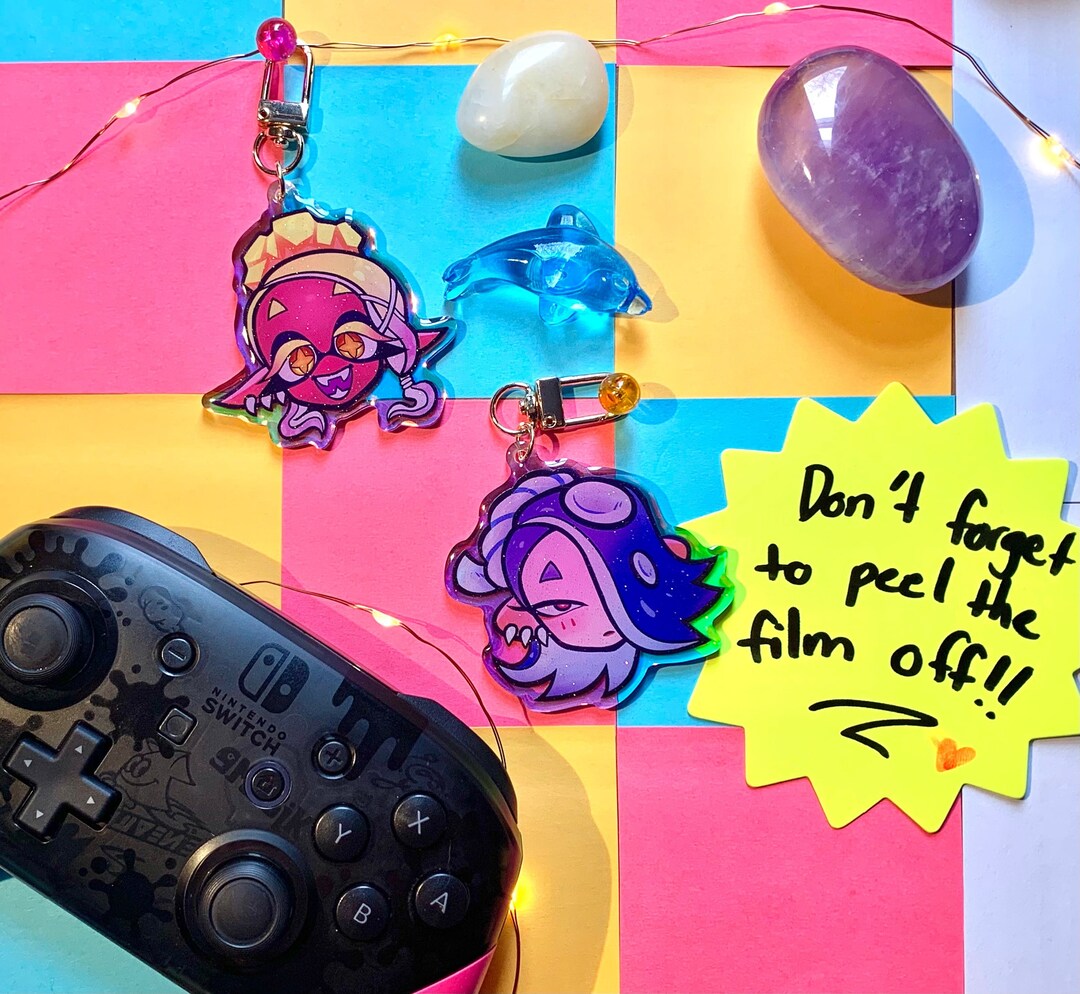 Splatoon 3 Shiver & Frye (2.5" Rainbow Acrylic Charm, Glitter Epoxy) - Etsy