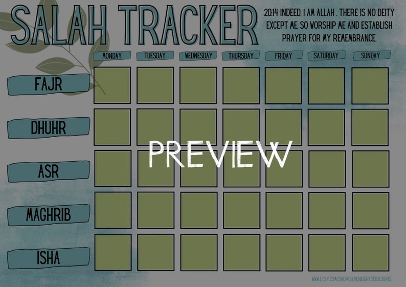 Salah Tracker Printable - Etsy