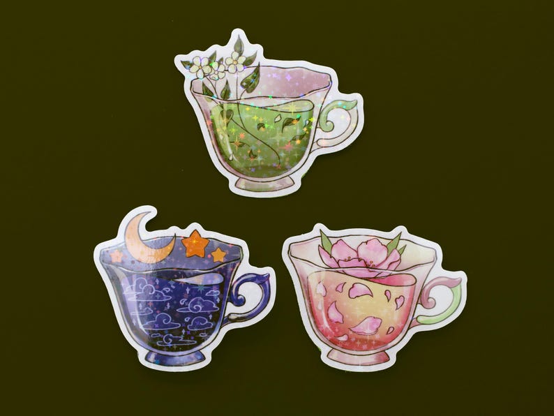 Sakura Tea Sticker Set (waterproof) - Etsy