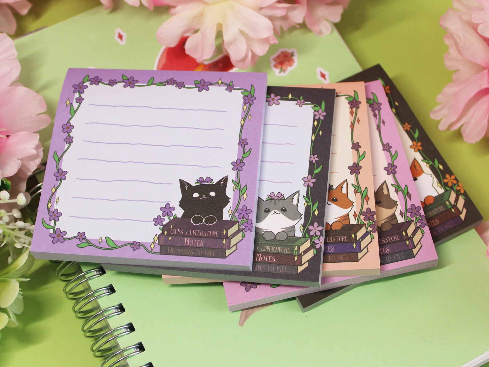 Cats and Books Sticky Notes With 50 Pages - Etsy