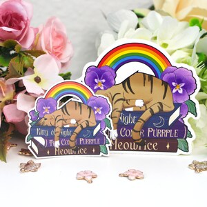 Silver Cat With Book Puns and Flowers Sticker Set - Etsy