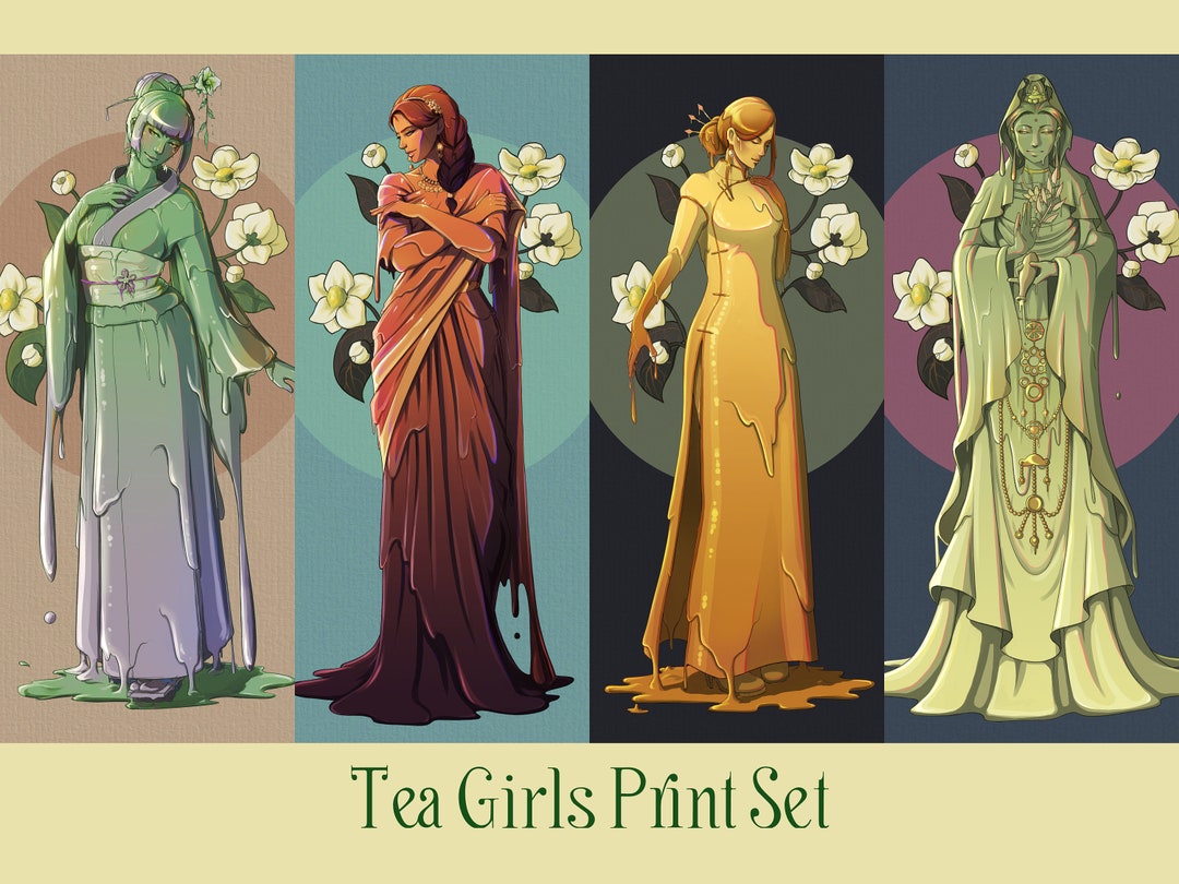 Tea Girl Art Prints - My Interpretation of Various Teas as Beautiful ...