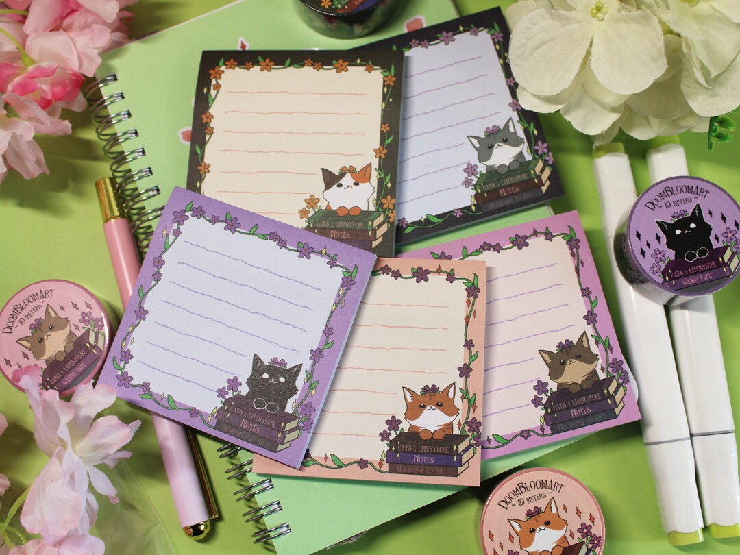 Cats and Books Sticky Notes With 50 Pages - Etsy