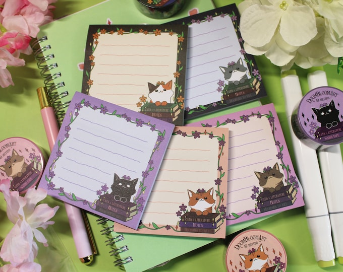 Cats and Books Sticky Notes With 50 Pages - Etsy