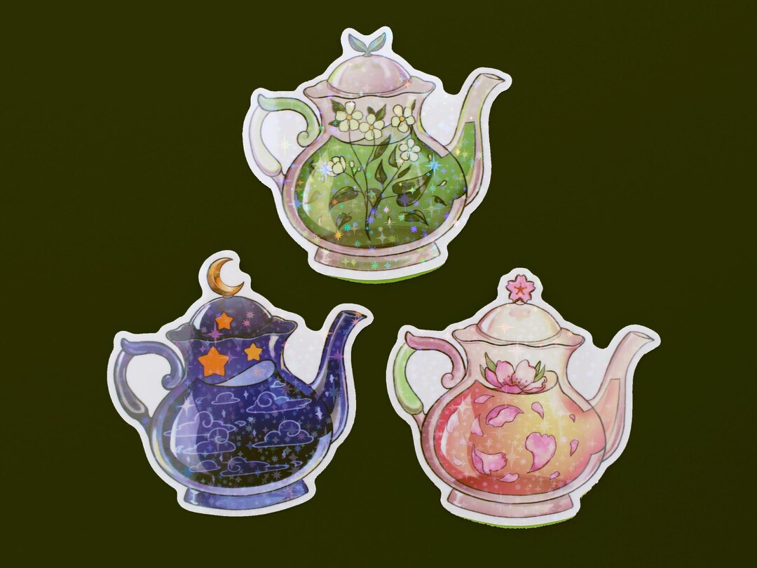Tea Pot Stickers | Waterproof, Magical and Witchy, Glitter Foil - Etsy