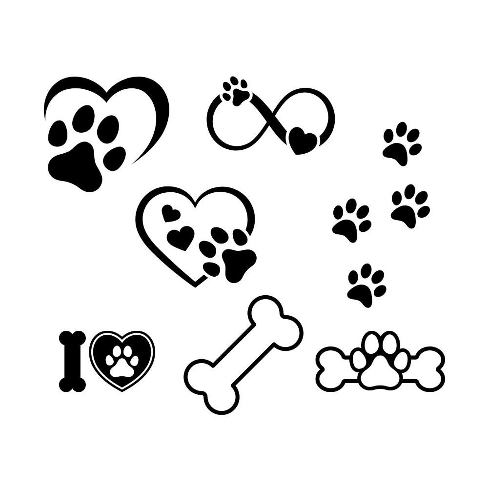 Dog Paw Outline Svg, Dog Bone Outline Svg, Dog Lovers Svg Bundle, Dog ...