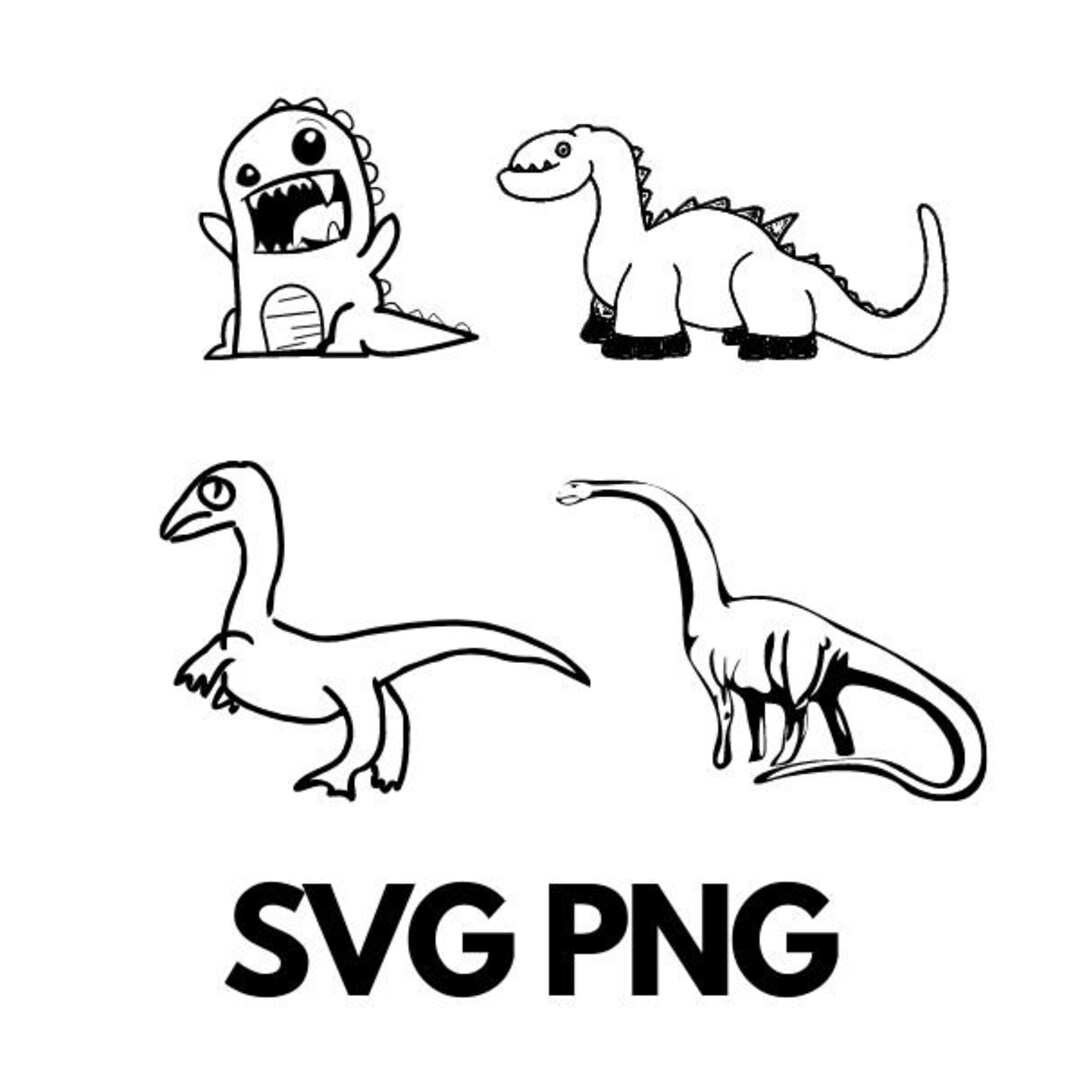 Dinosaur SVG Bundle T-rex Brontosaurus Stegosaurus Triceratops Outline ...