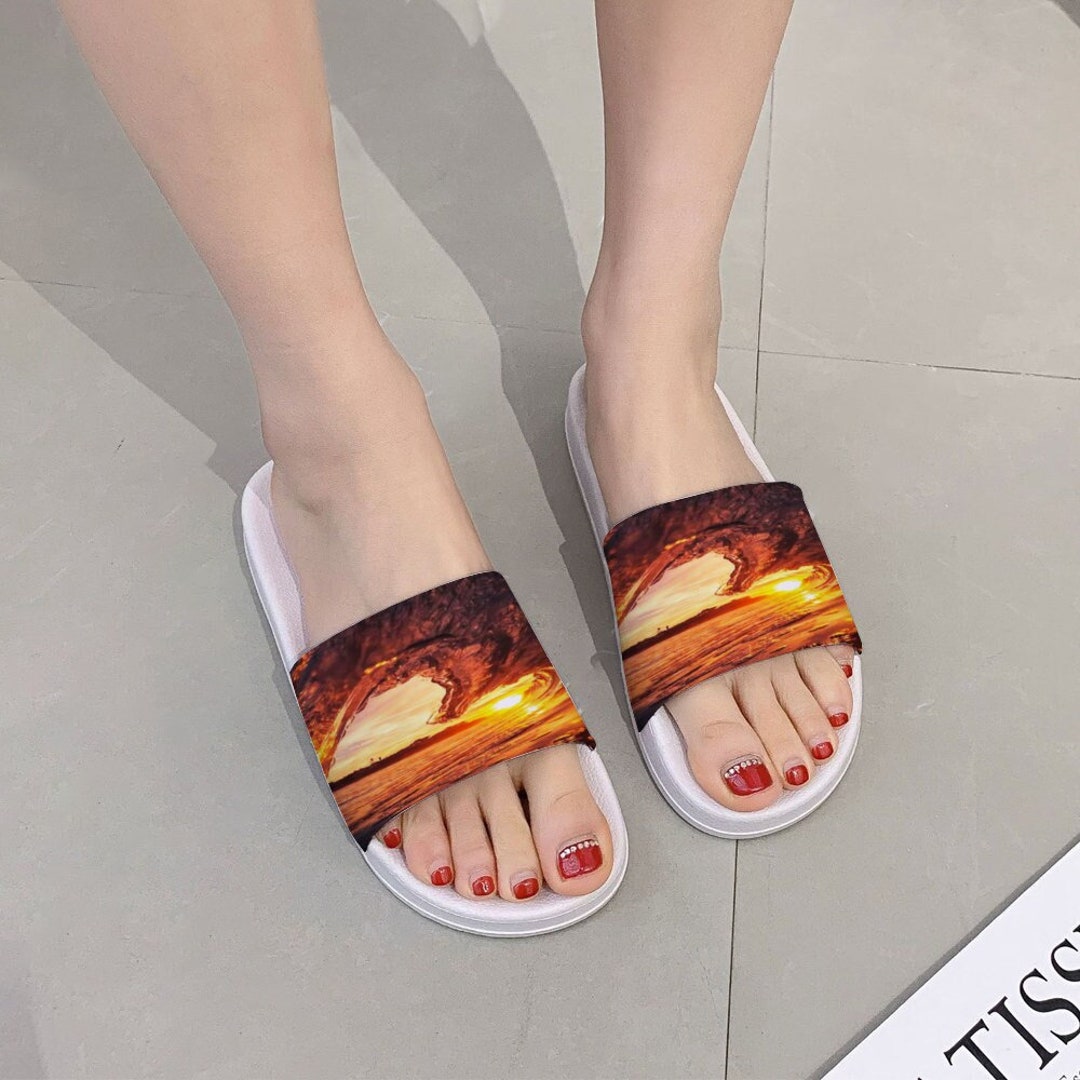Sunset Wave Adults' Black/white Slides, Sunset Slides, Waves Slides ...