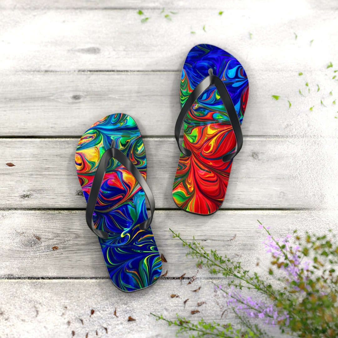 Watercolor Flip Flops, Pride Flip Flops, Colorful Flip Flops - Etsy