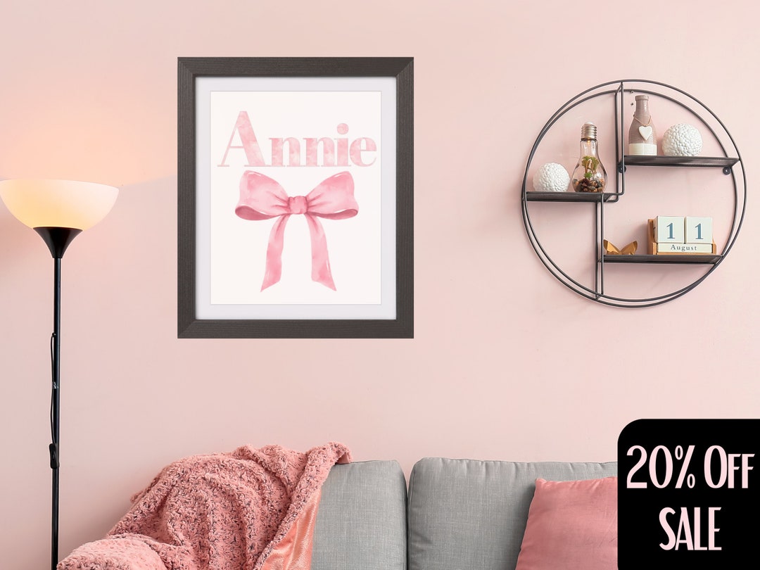 Coquette PERSONALIZED Custom Name Bow Wall Art Vintage Room Decor ...