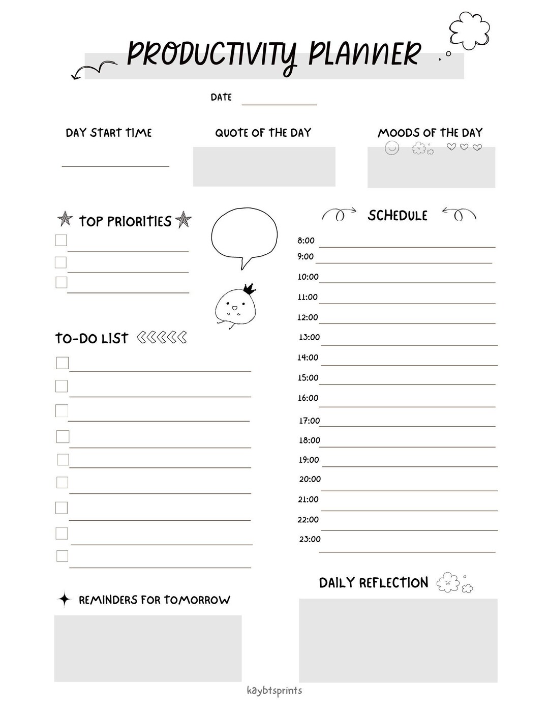 Cute Digital Planner, Instant Download, Minimal Productivity Planner ...