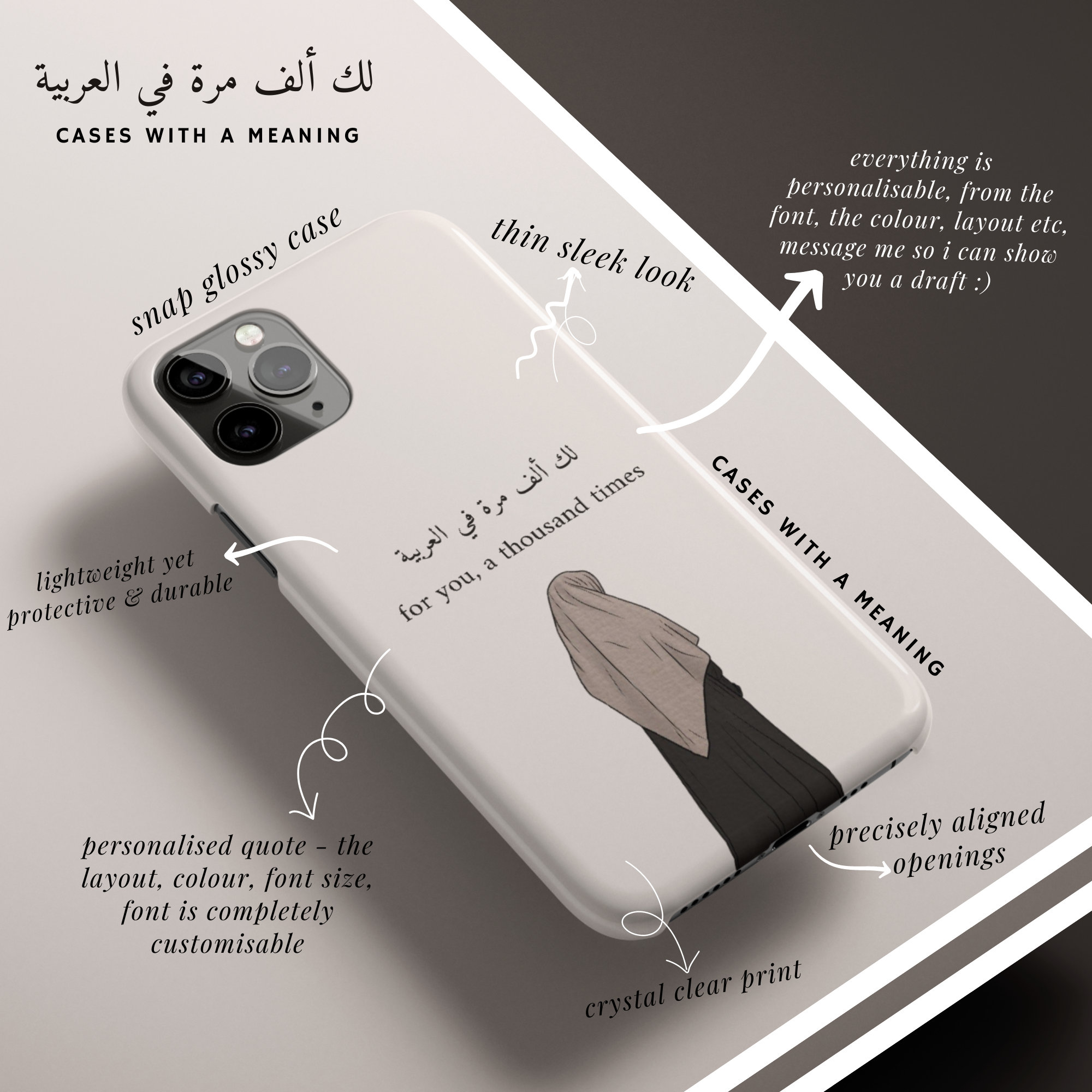 Personalised Hijabi Muslim Name Meaning iPhone Case, Personalised ...