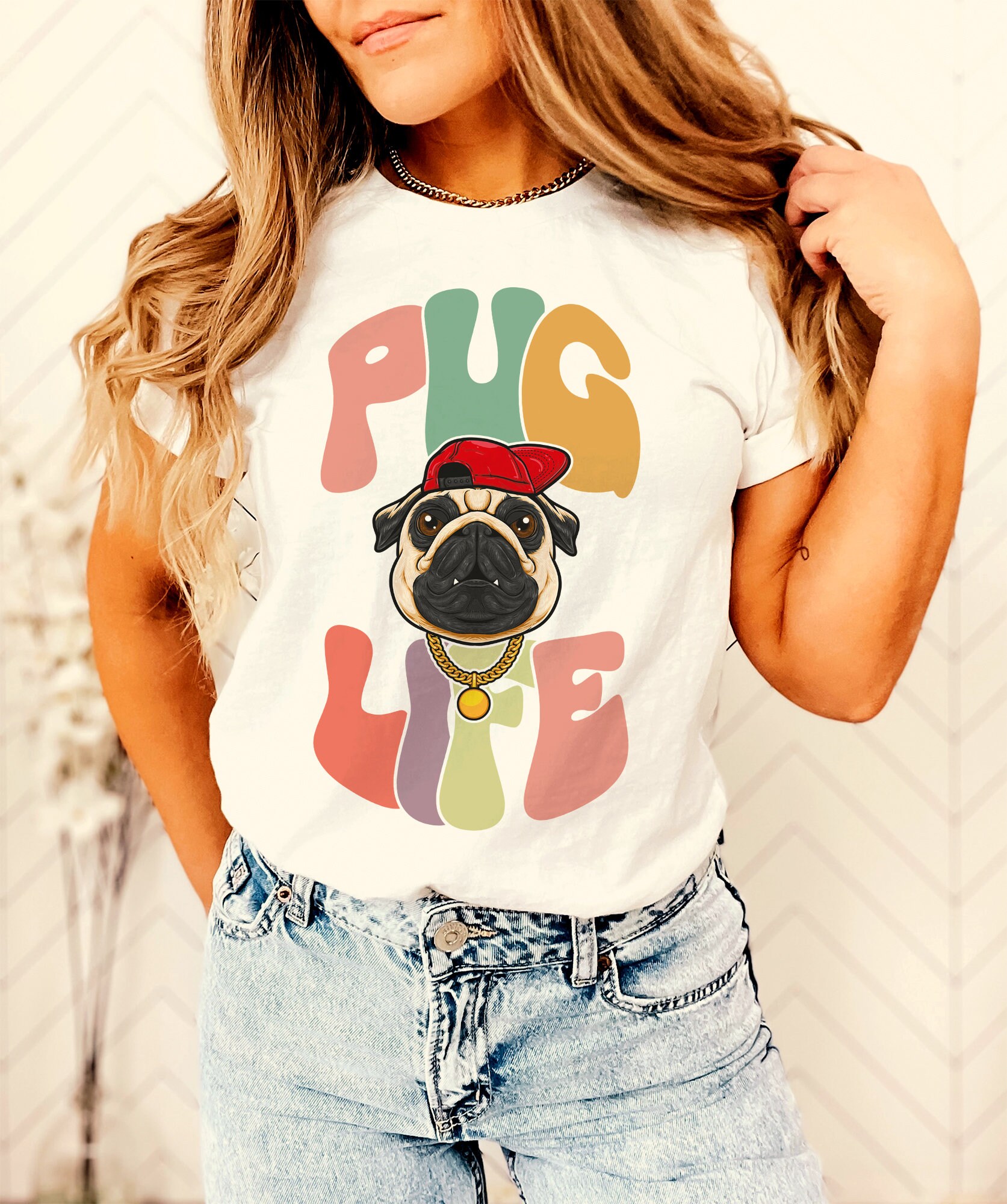 Pug Life Png, Cool Thug Pug Png, Thug Pug Design, Pug Dog Design, Women ...