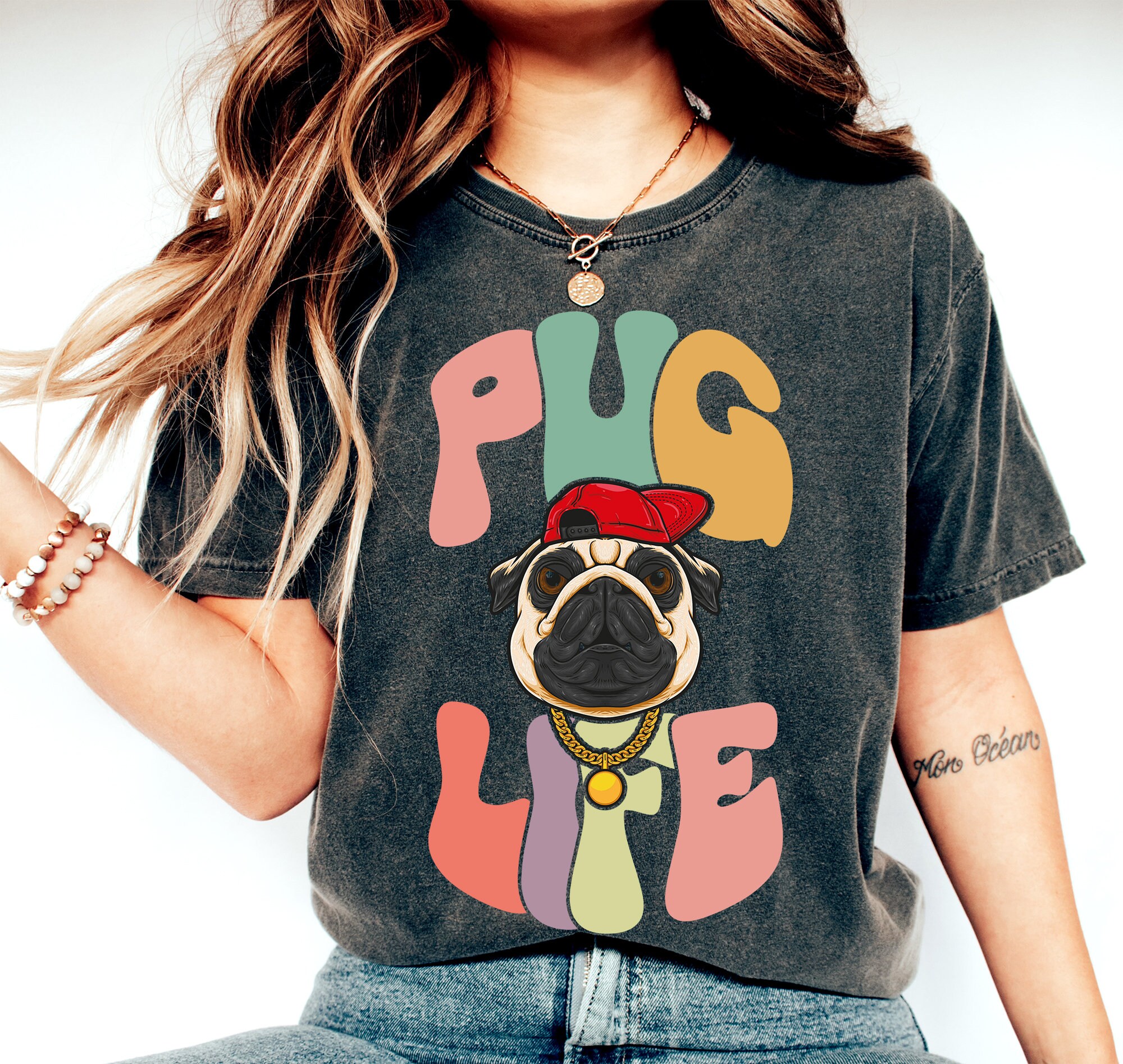Pug Life Png, Cool Thug Pug Png, Thug Pug Design, Pug Dog Design, Women ...