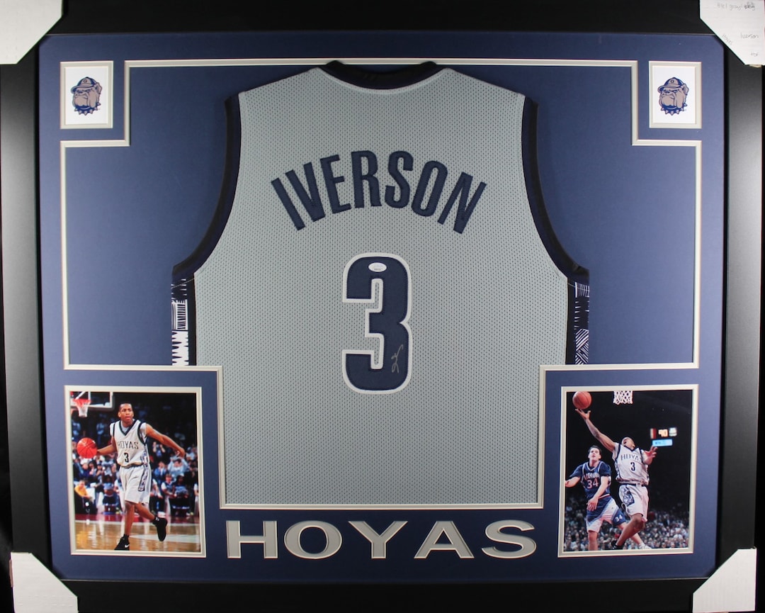 Allen Iverson (georgetown Hoyas Grey Skyline) Signed Autographed Framed ...