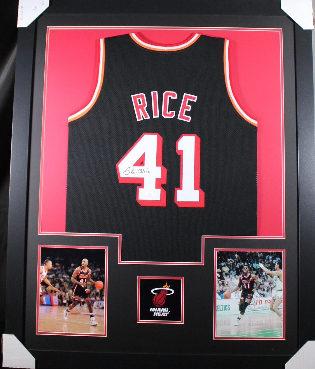 Glen Rice (miami Heat Black Tower) Signed Autographed Framed Jersey JSA ...