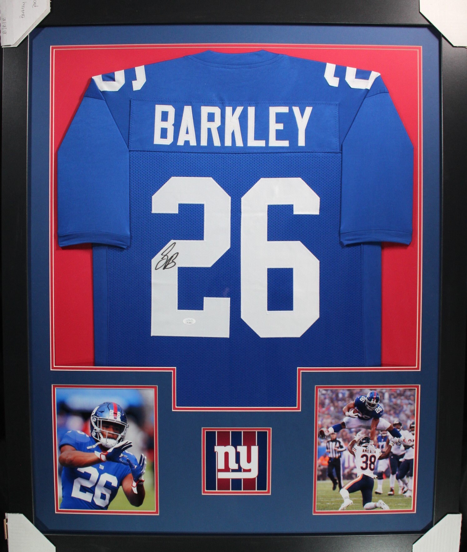 SAQUON BARKLEY (giants Blue Tower) Signed Autographed Framed Jersey ...