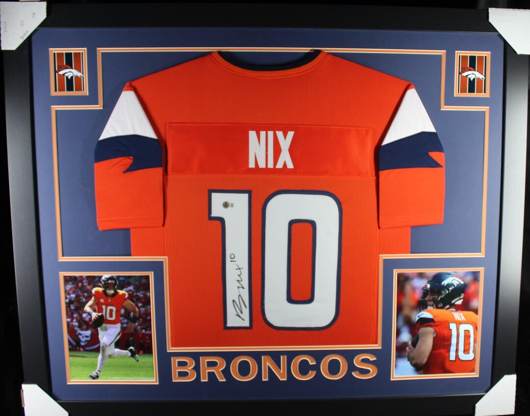 Bo Nix (denver Broncos Orange Skyline) Signed Autographed Framed Jersey ...