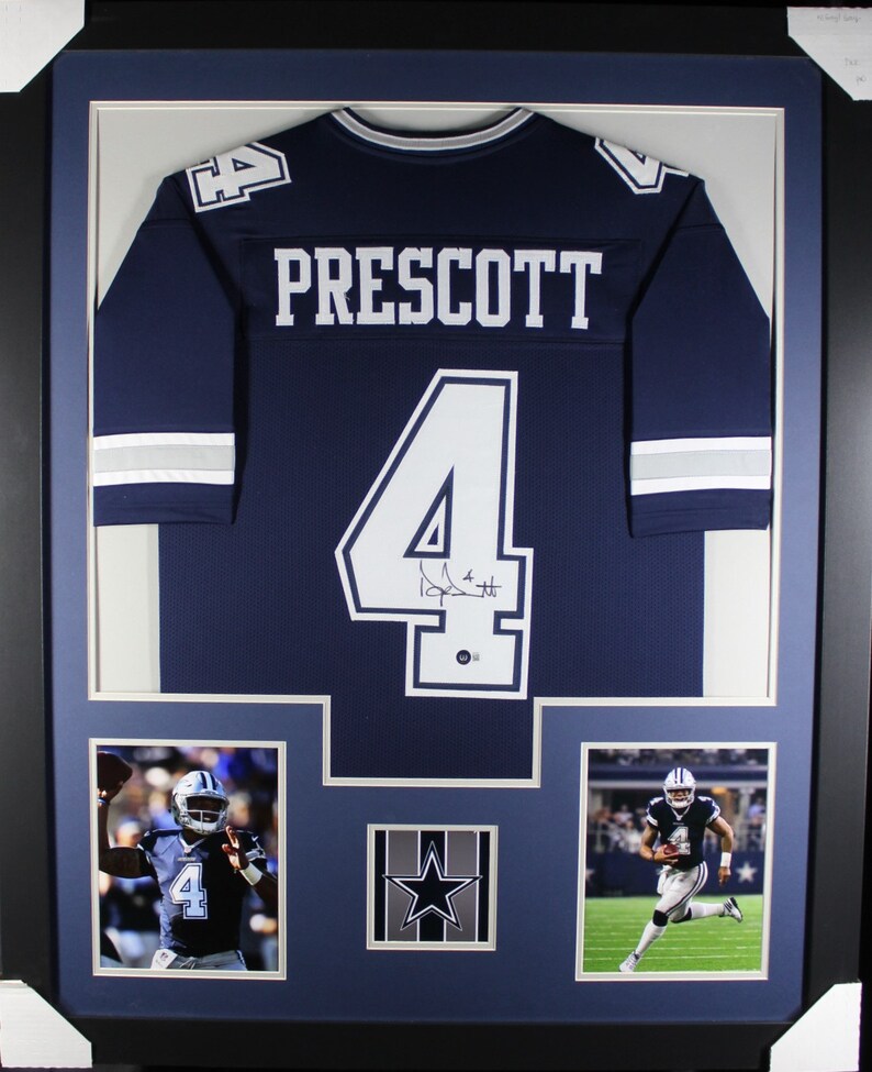Dak Prescott (dallas Cowboys Navy Tower) Signed Autographed Framed ...