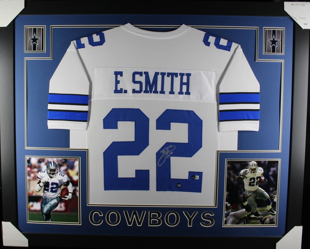 Emmitt Smith cowboys White Skyline Signed Autographed Framed - Etsy