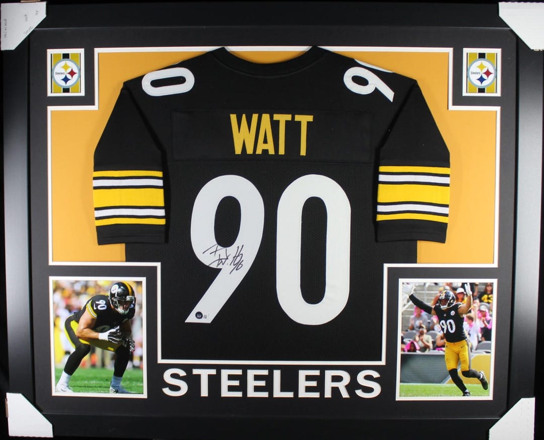 TJ Watt (steelers Black Skyline) Signed Autographed Framed Jersey ...
